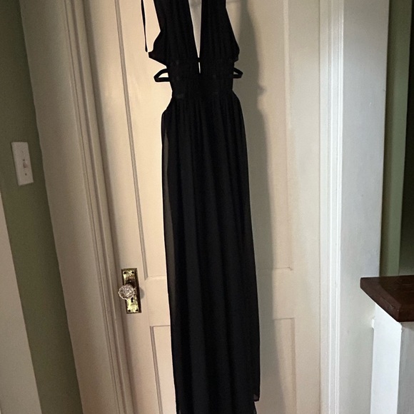 Express | Dresses | Express Black Cutout Maxi Dress Halter Neckline ...